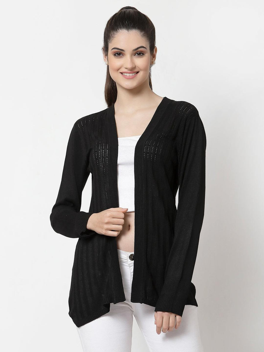 Women Black Monochrome Shrug – StyleQuotient